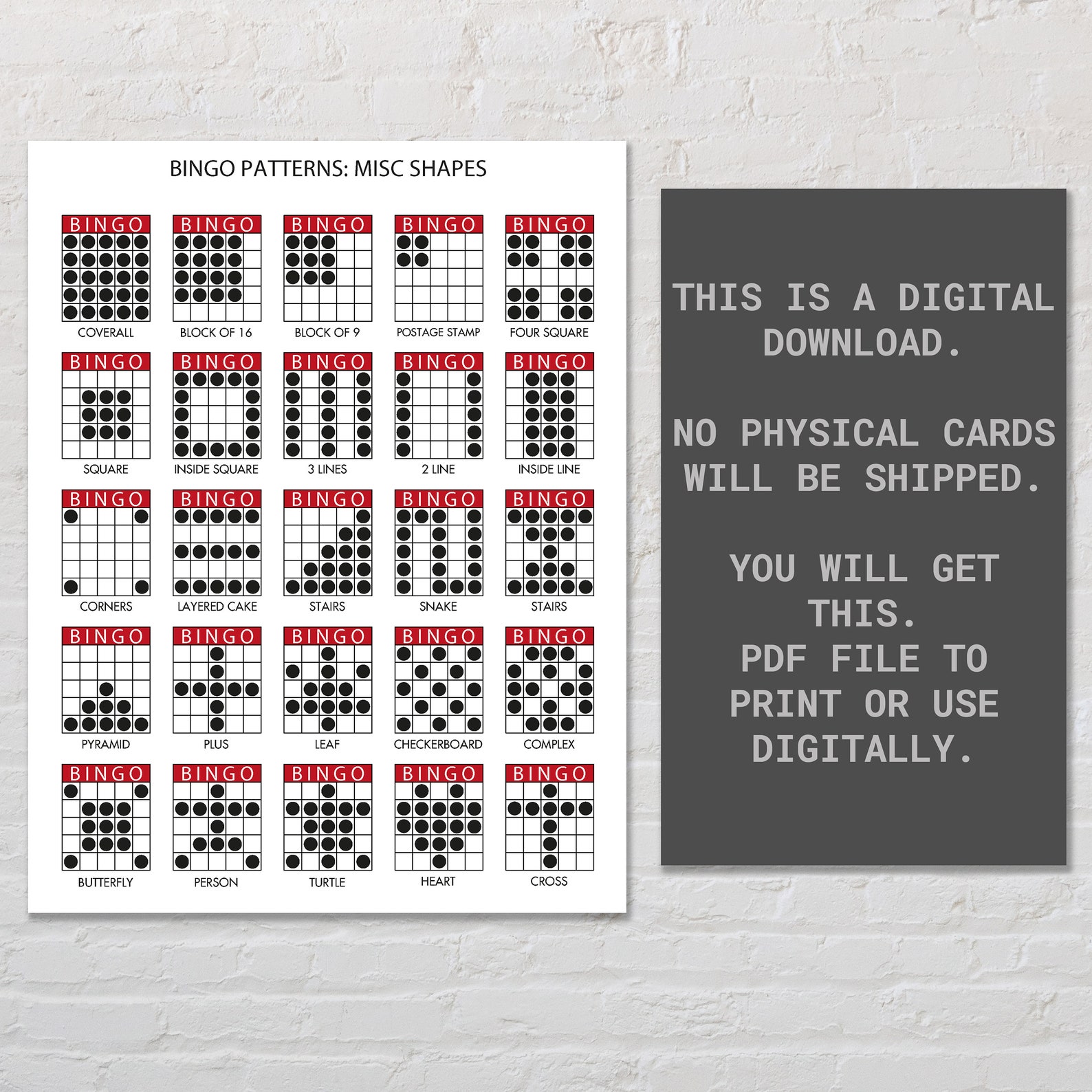 100 Bingo Patterns Printable Fun Bingo Party Game Bingo Winning ...