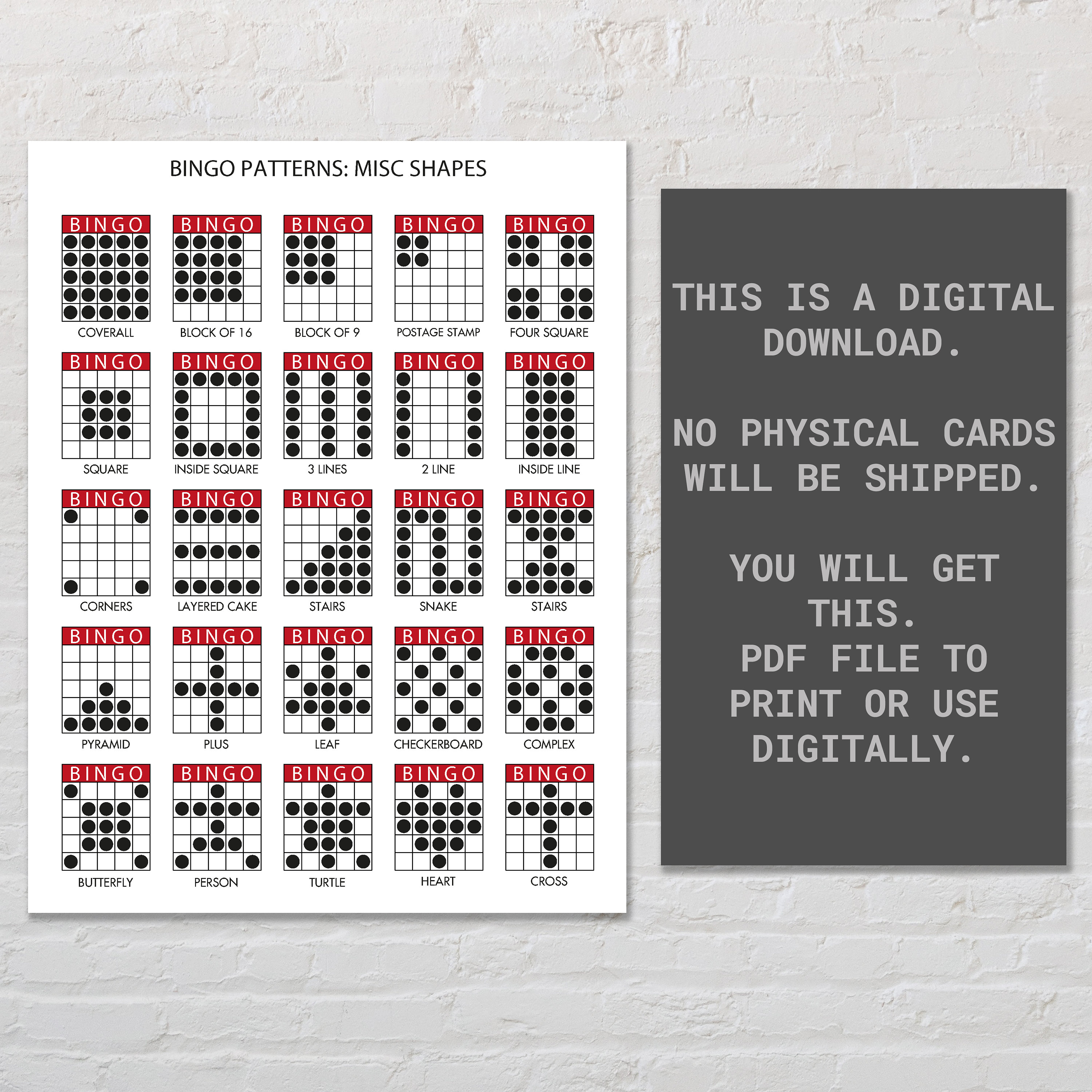 100 Bingo Patterns Printable Fun Bingo Party Game Bingo Winning ...