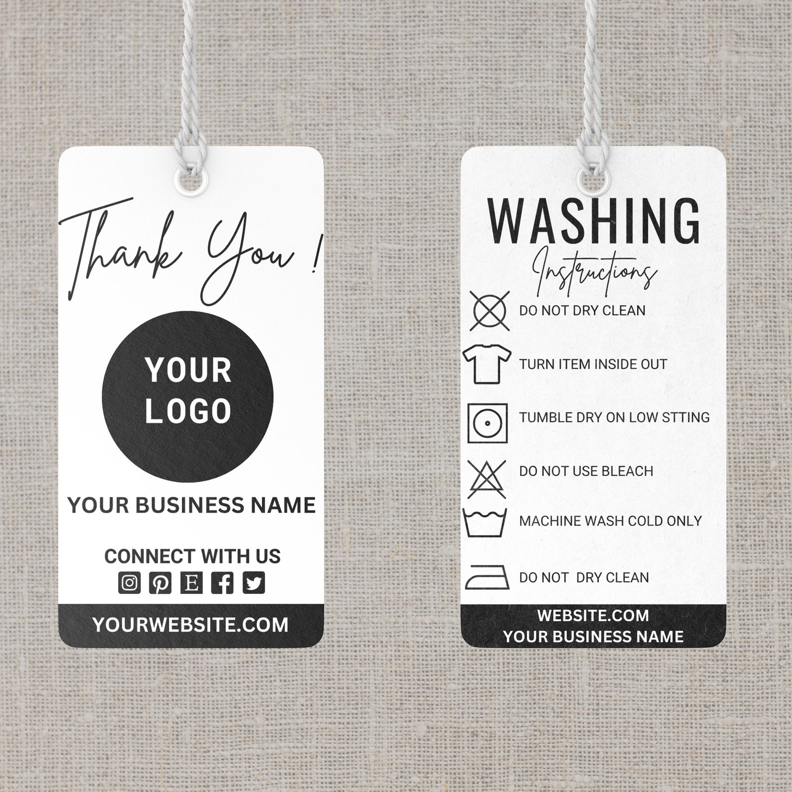 Editable Washing Instructions Card Template Printable Clothing Care ...