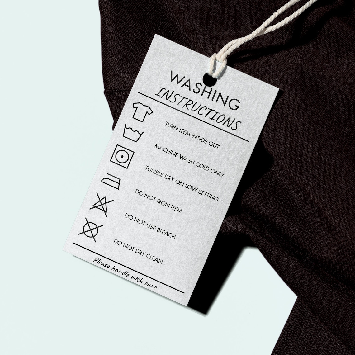 Printable Care Tags Labels Washing Instructions Card Apparel Care ...