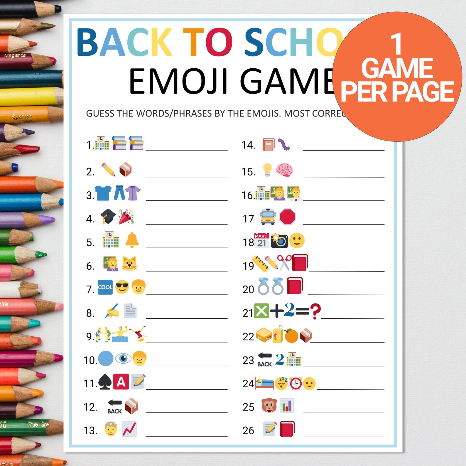 Back to School Emoji Game | School Emoji Quiz | First Day of School ...