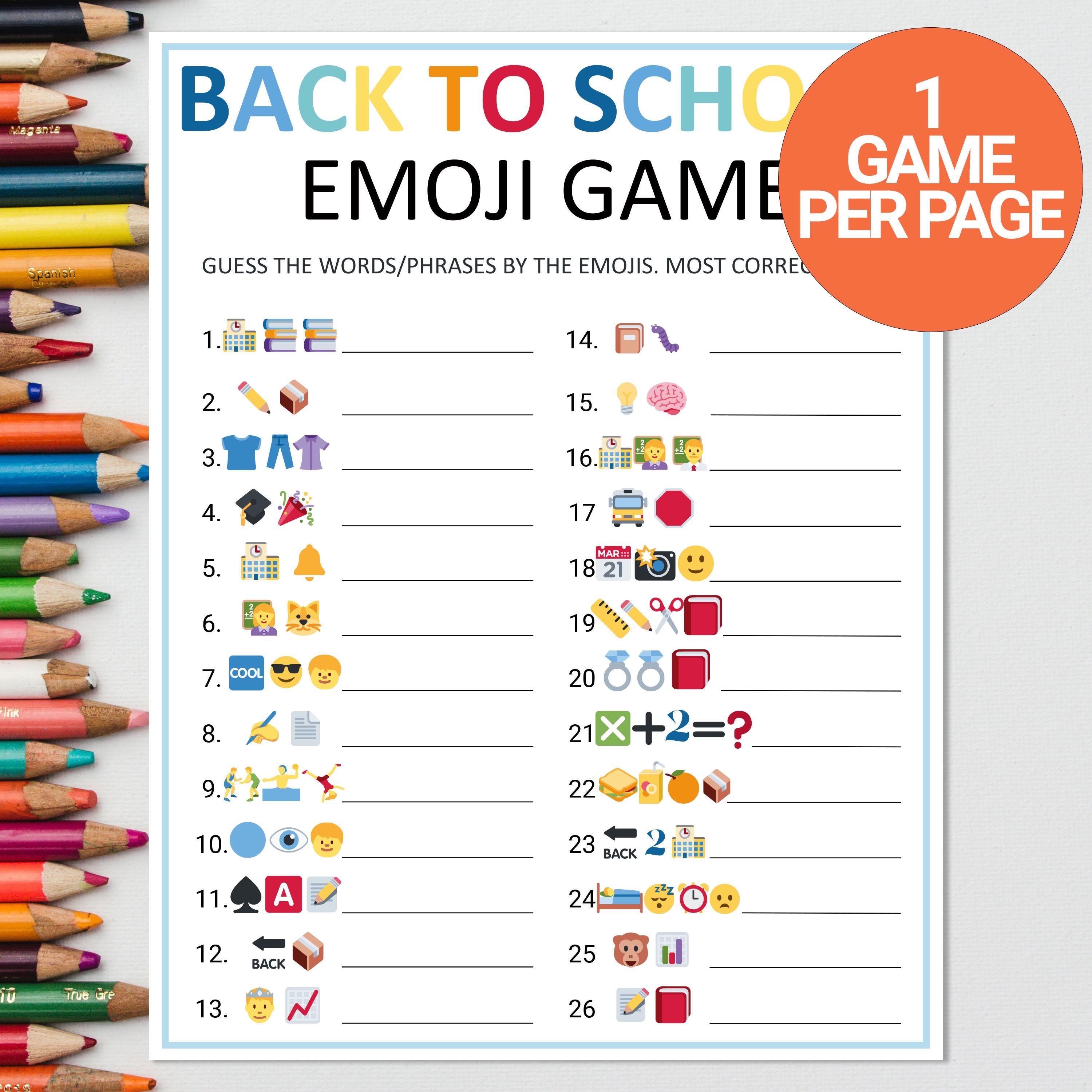 Back to School Emoji Game | School Emoji Quiz | First Day of School ...