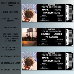 Custom Basketball Tickets | Printable Basketball Tickets Canva Template ...