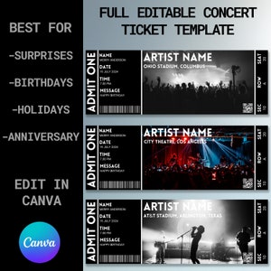 Editable Concert Ticket Template Custom Concert Ticket Personalized ...