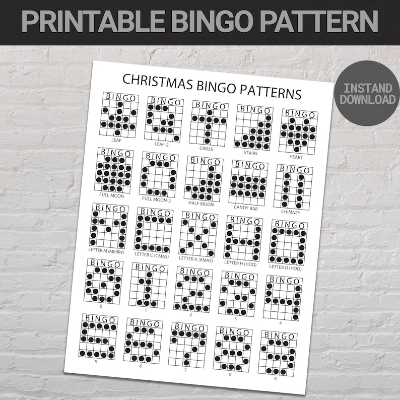 Christmas Bingo Patterns | Printable Christmas Bingo Party Game | 50 ...