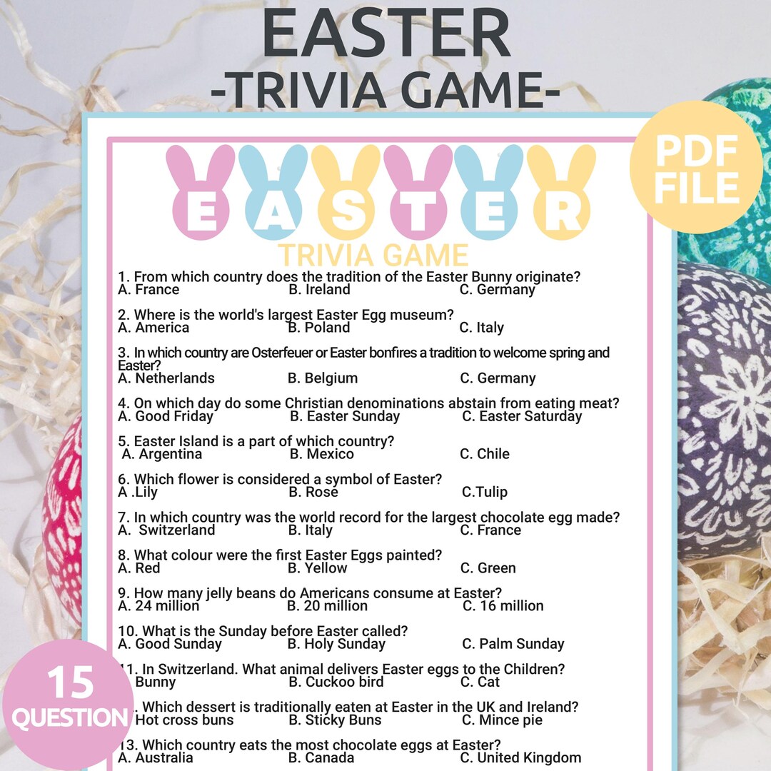 Easter Trivia Game | Printable Easter Party Game | Easter Trivia Party ...