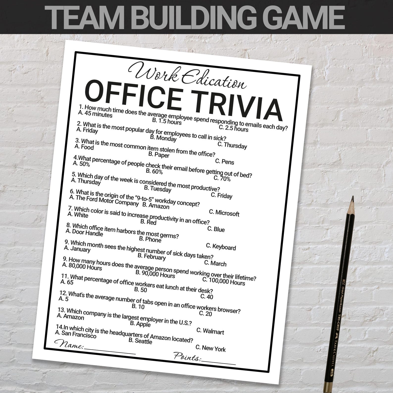 Office Trivia Game | Office Trivia Team Building Game | Office Party ...