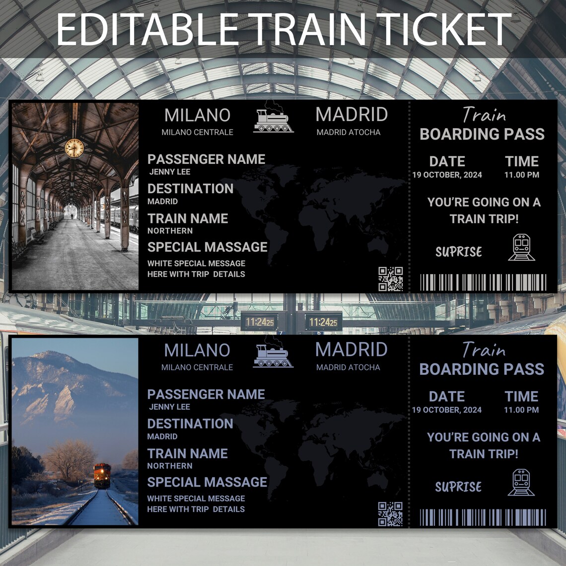 Train Ticket Template Train Ticket Editable Train Ticket Template ...