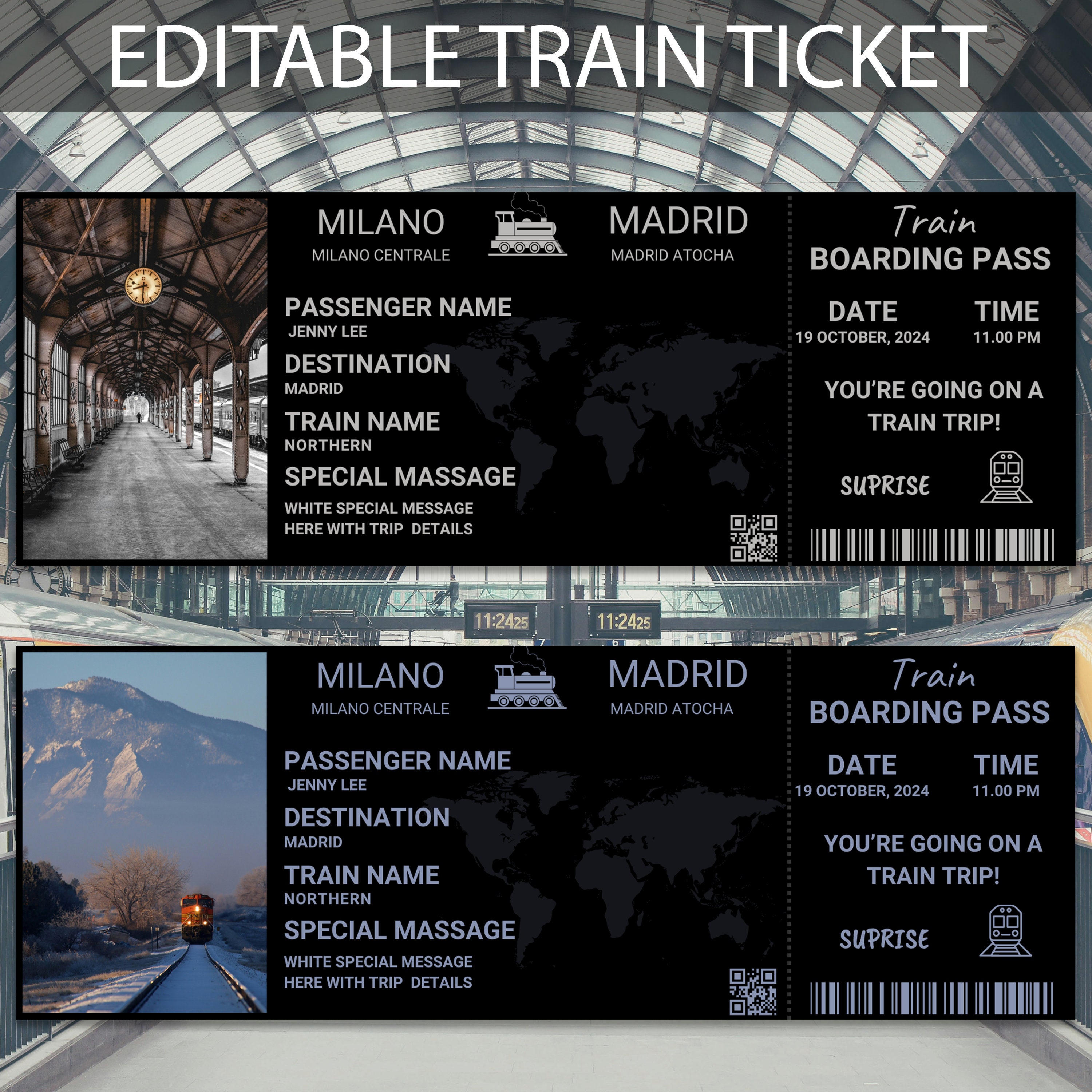 Train Ticket Template | Train Ticket | Editable Train Ticket Template ...