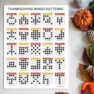 Thanksgiving Bingo Patterns | Printable Thanksgiving Bingo Party Game ...