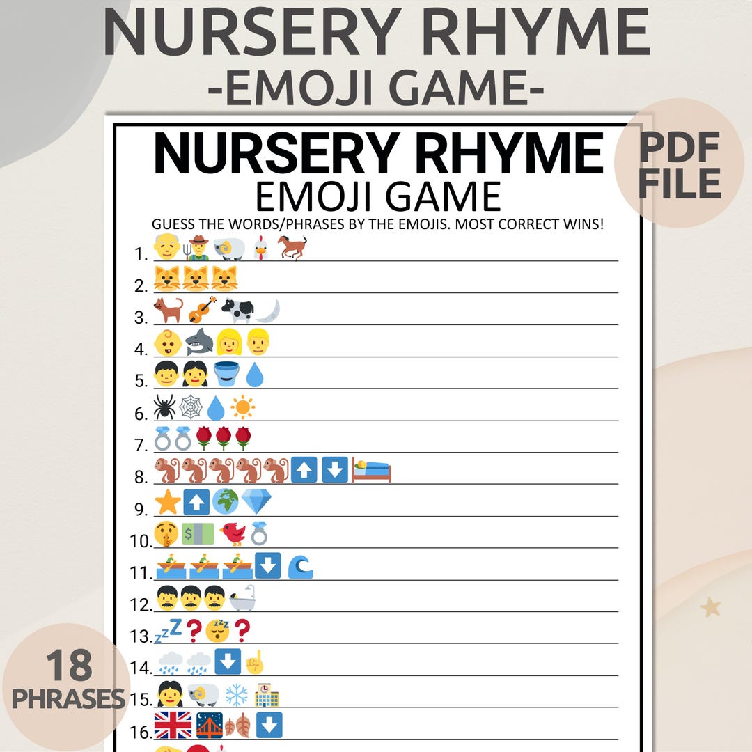Nursery Rhymes Emoji Game | Emoji Nursery Rhymes Game | Emoji ...
