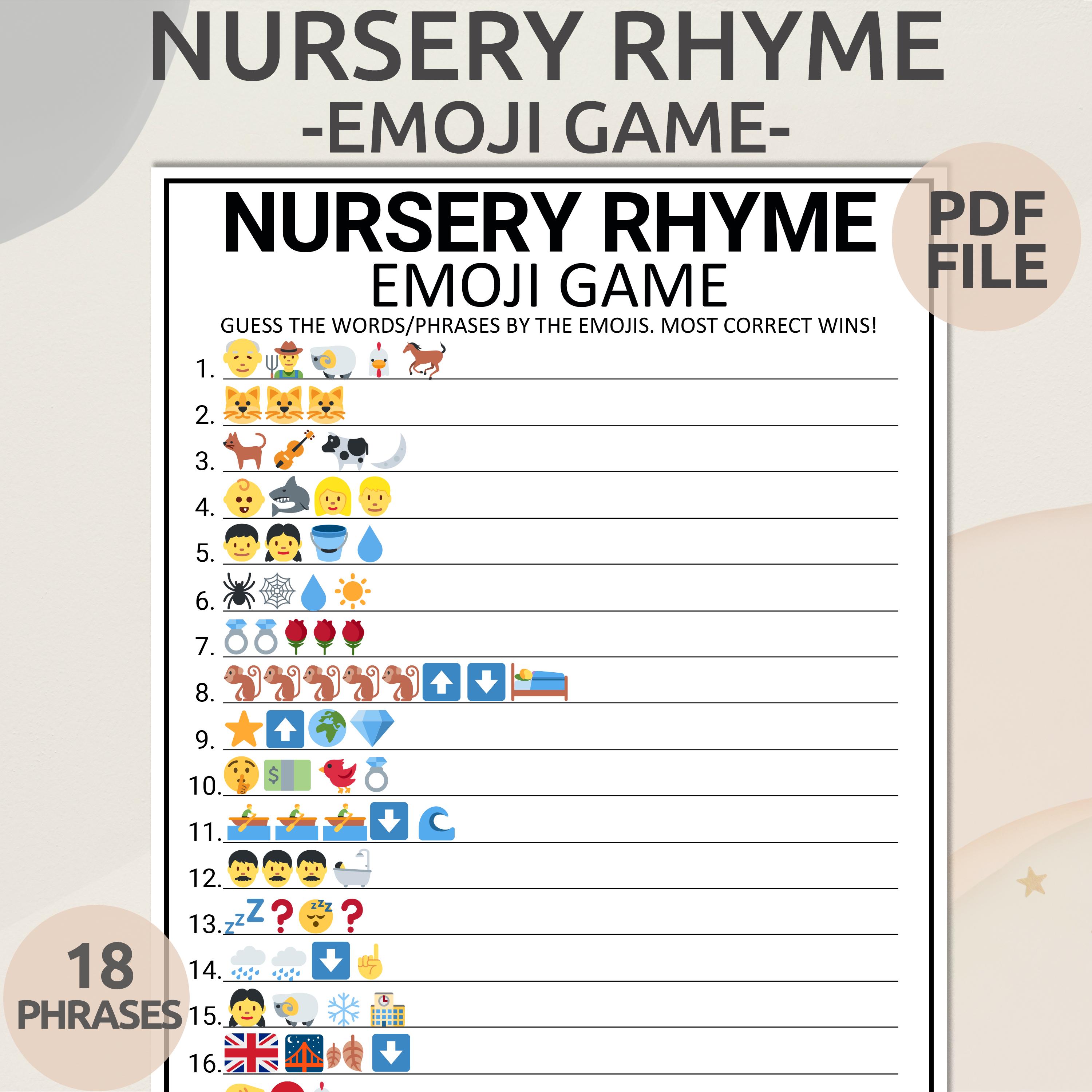 Nursery Rhymes Emoji Game | Emoji Nursery Rhymes Game | Emoji ...