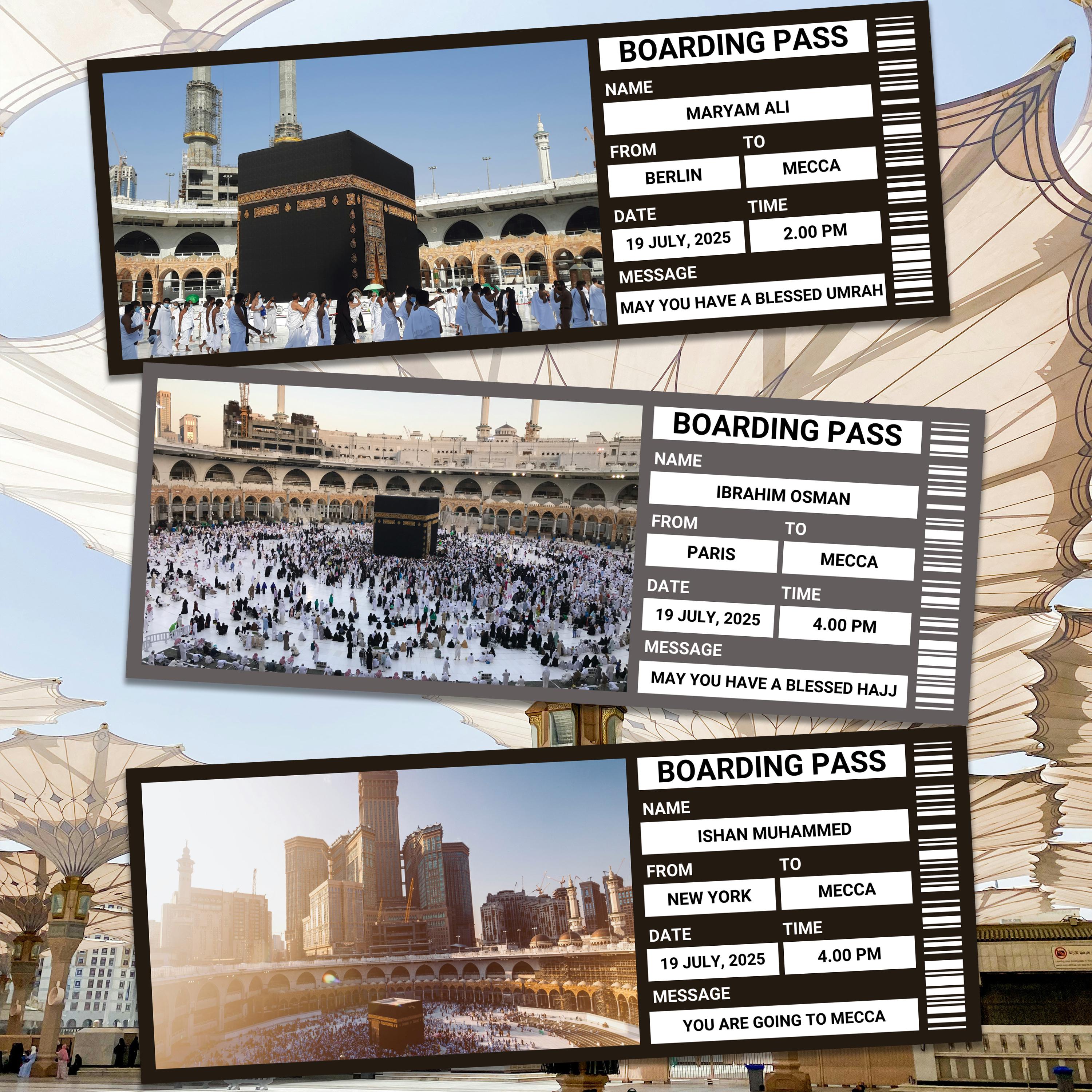 Hajj Boarding Pass | Editable Umrah Mubarak Boarding Pass | Editable ...