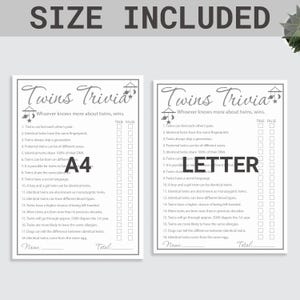 Twins Trivia Game | Twins Trivia for Baby Showers | Printable Twin Baby ...