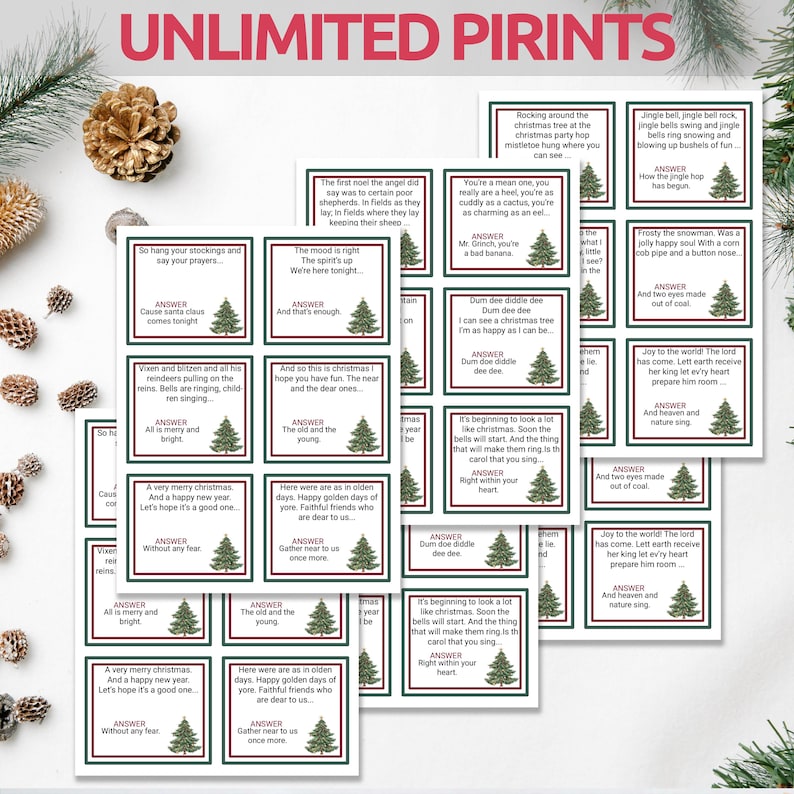 Christmas Carol Finish the Lyric Game | Christmas Song Game | Printable ...