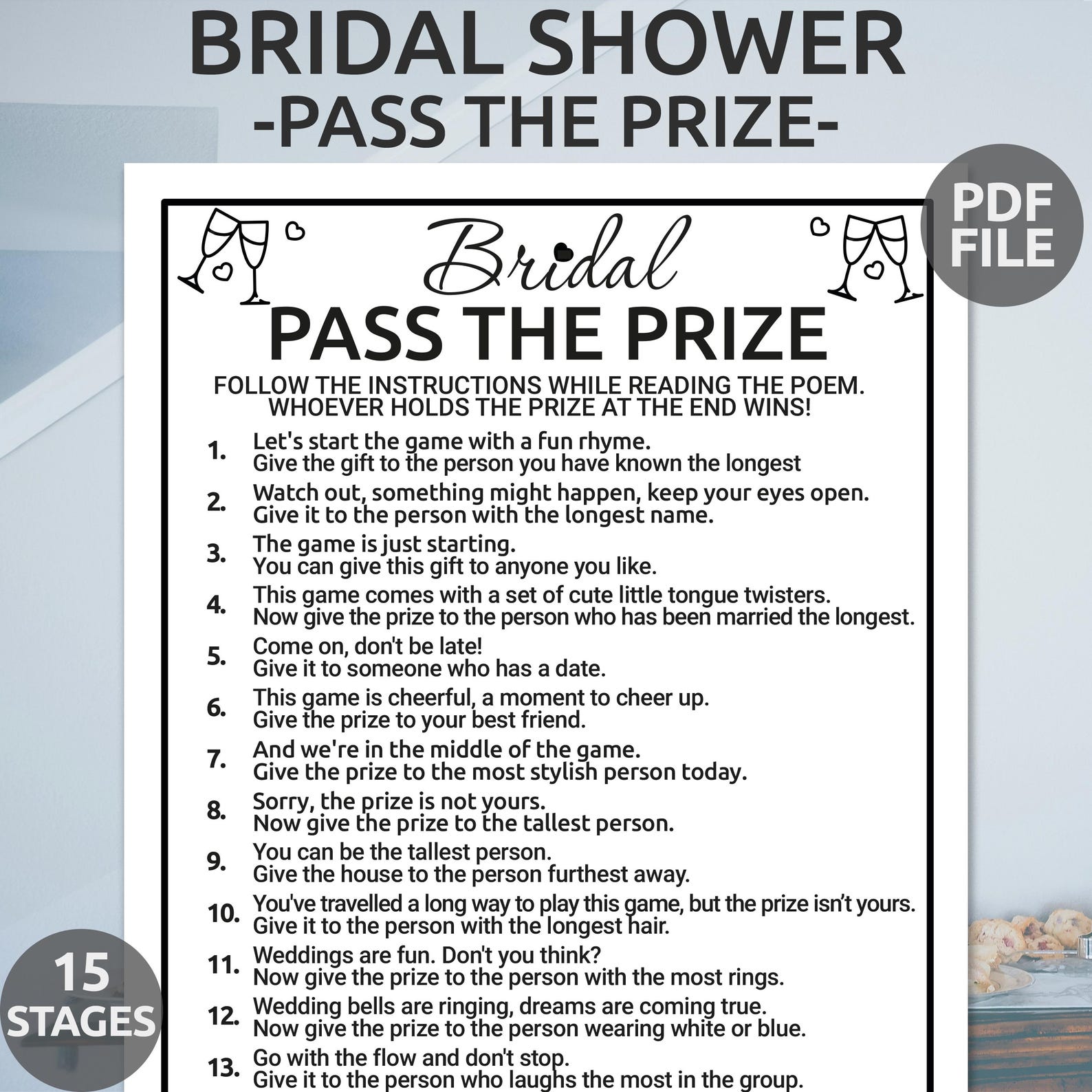 Printable Bridal Pass the Prize Game | Pass the Gift Game | Pass the ...