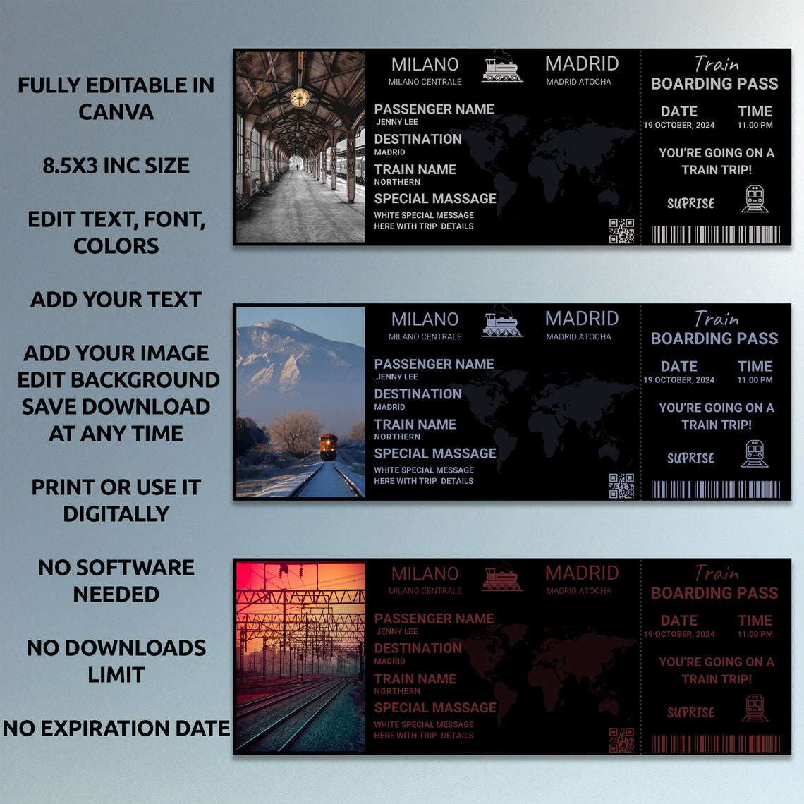 Train Ticket Template Train Ticket Editable Train Ticket Template ...