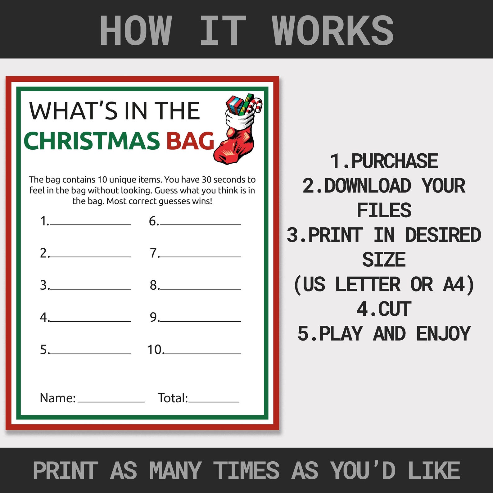 What's in the Bag Christmas Game | Printable Christmas Game | Fun ...
