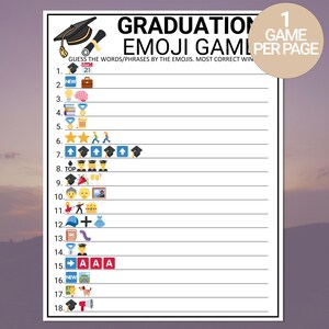 Graduation Emoji Pictionary Game | Printable Graduation Party Game ...