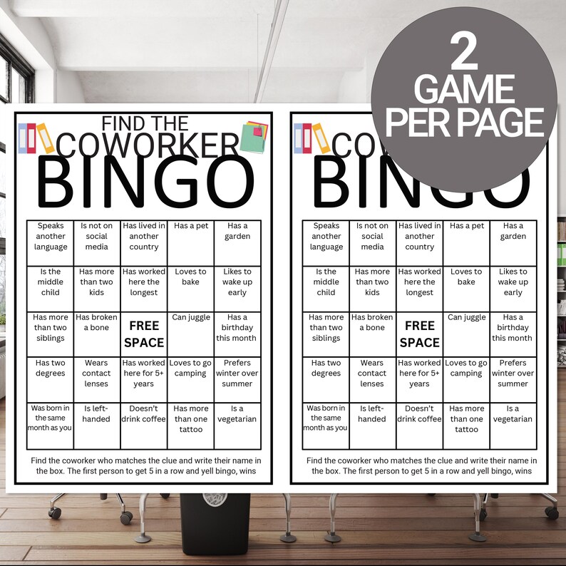 Coworker Bingo | Find Someone Who Bingo Game | Team Building Activity ...