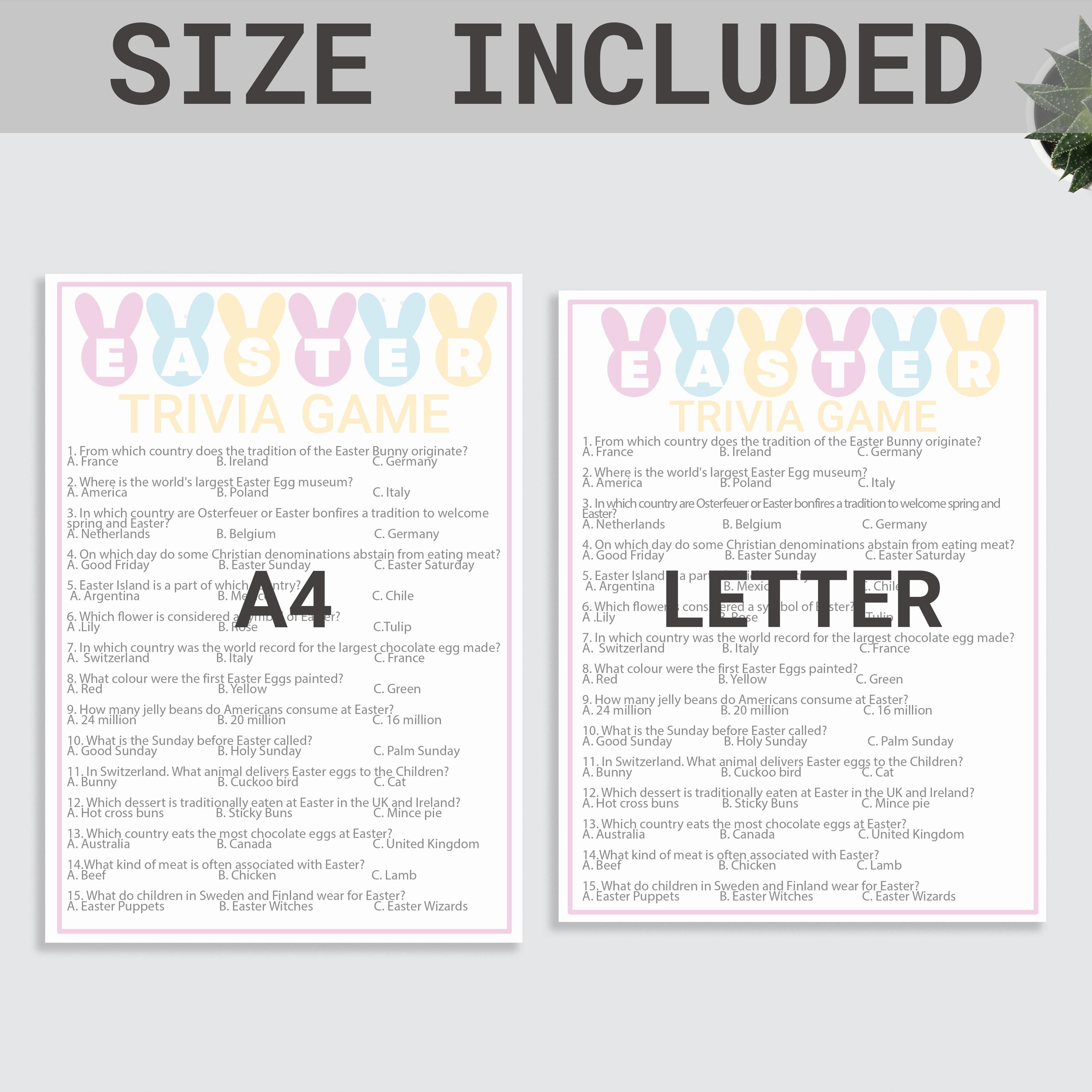 Easter Trivia Game | Printable Easter Party Game | Easter Trivia Party ...