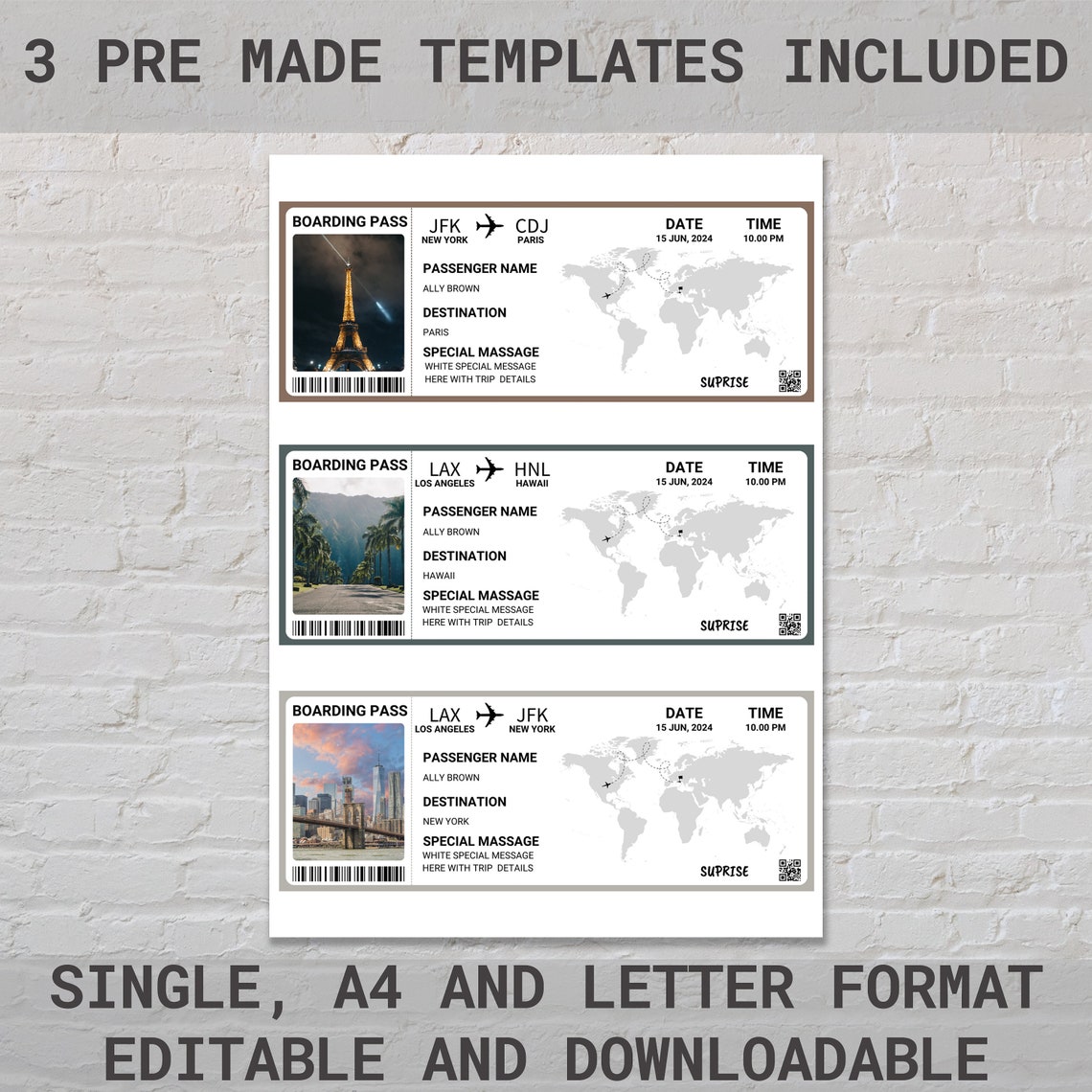 Editable Boarding Pass Template Printable Airline Ticket Boarding Pass ...