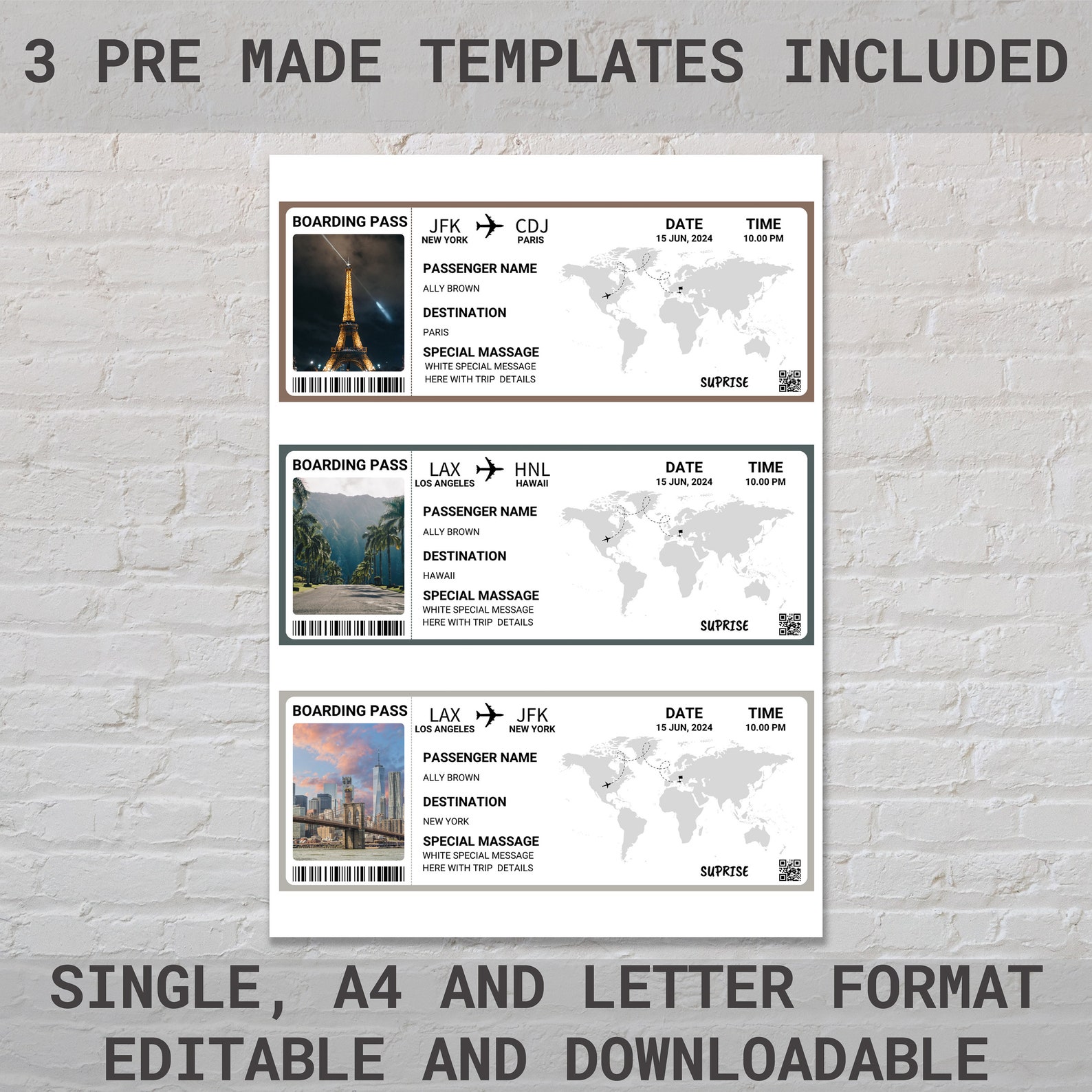 Editable Boarding Pass Template Printable Airline Ticket Boarding Pass ...