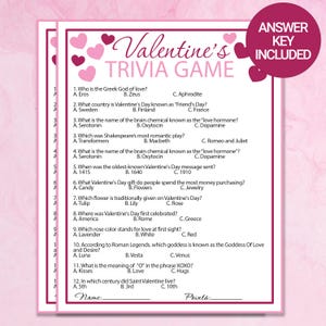 Valentine's Day Trivia Game | Printable Valentine's Day Games ...