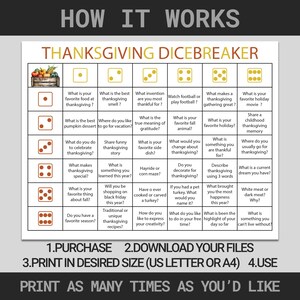 Thanksgiving Table Talk Dice Game | Thanksgiving Table Game | Thanksgiving Icebreaker Game | Fun ...