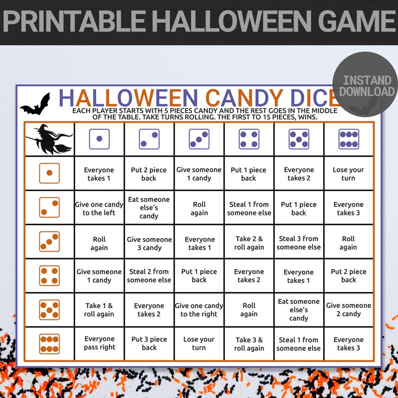 Halloween Candy Dice Game | Halloween Candy Game | Halloween Party ...