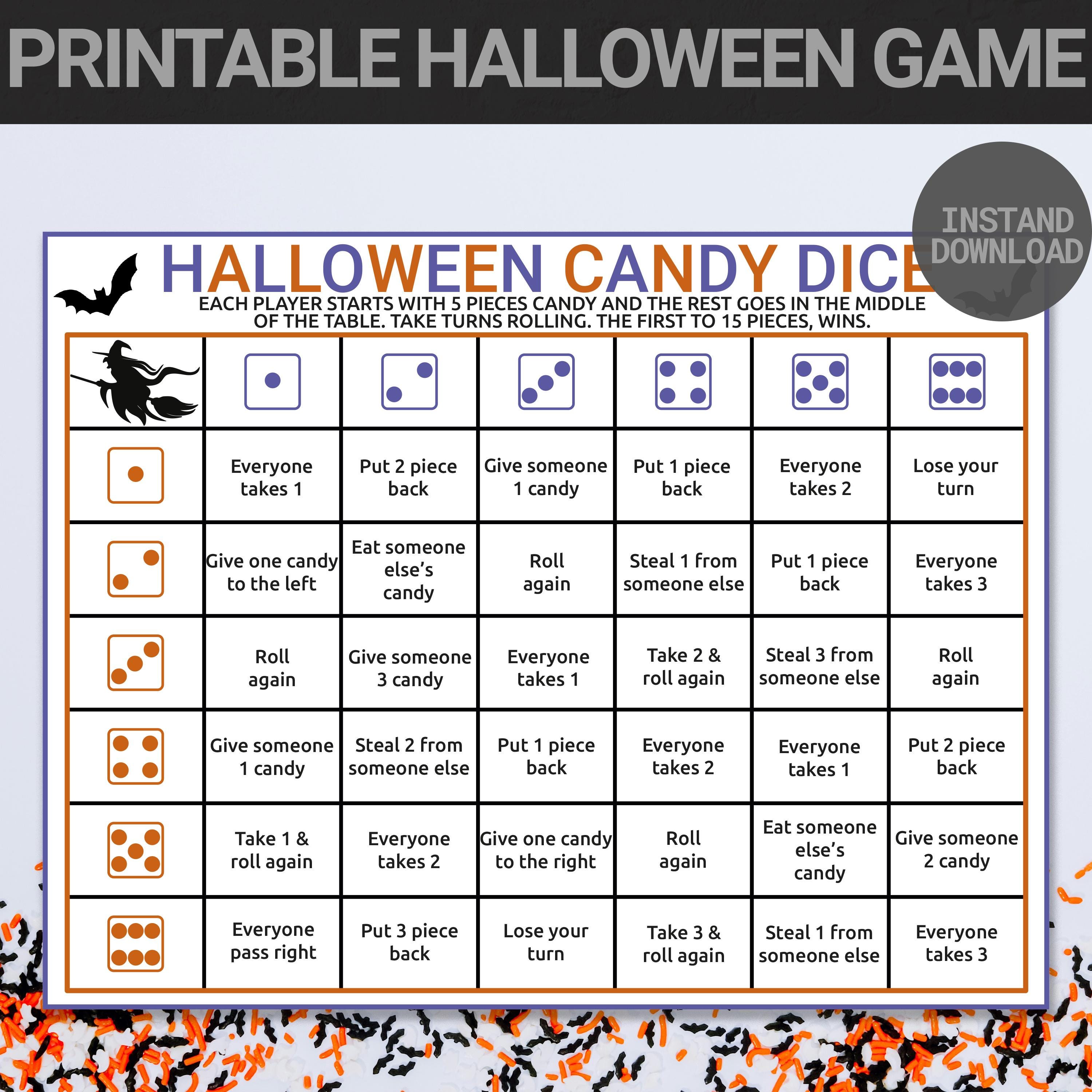 Halloween Candy Dice Game | Halloween Candy Game | Halloween Party ...