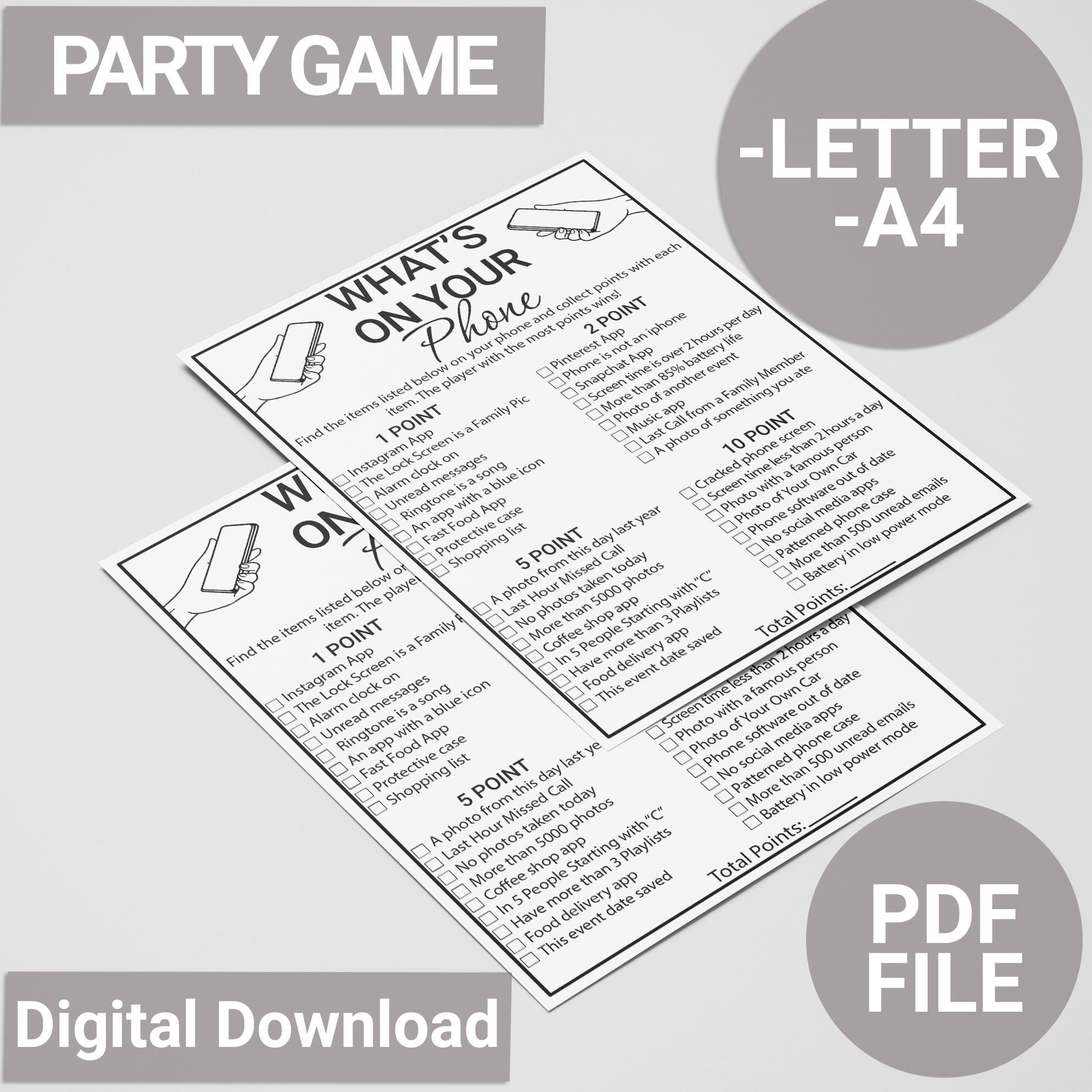 What’s on Your Phone Game | Printable What's in Your Phone Game | Cell ...