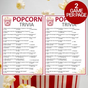 Popcorn Trivia Game | Printable Popcorn Trivia | Popcorn Quiz Game ...