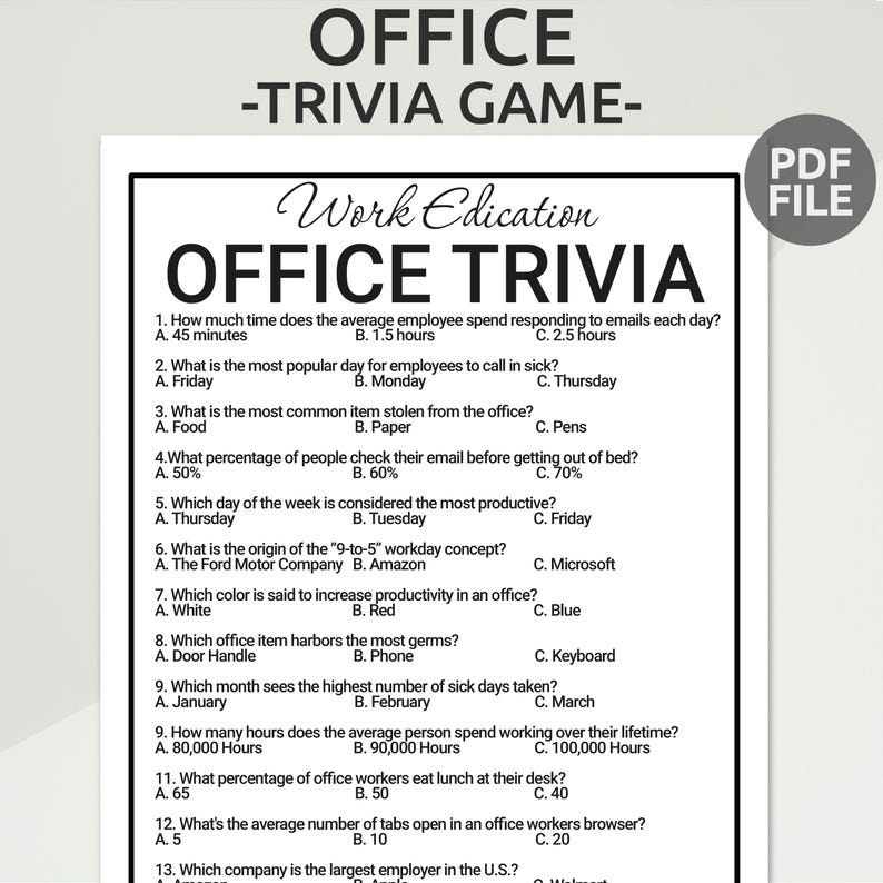 Office Trivia Game | Office Trivia Team Building Game | Office Party ...