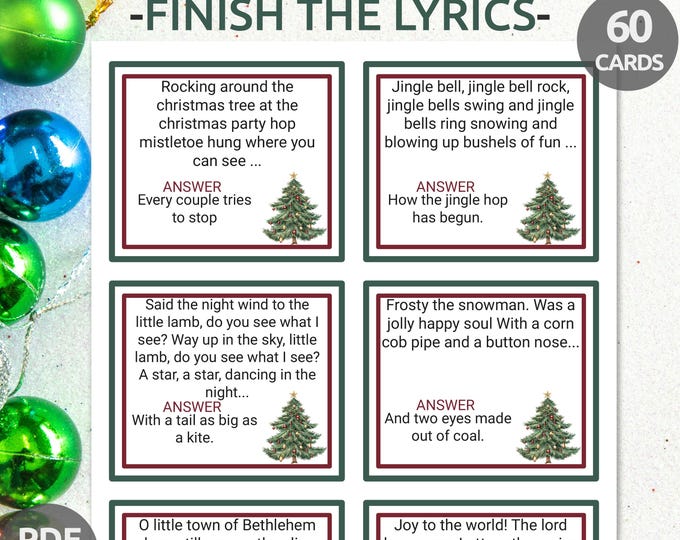 Christmas Carol Finish the Lyric Game, Christmas Song Trivia Game ...