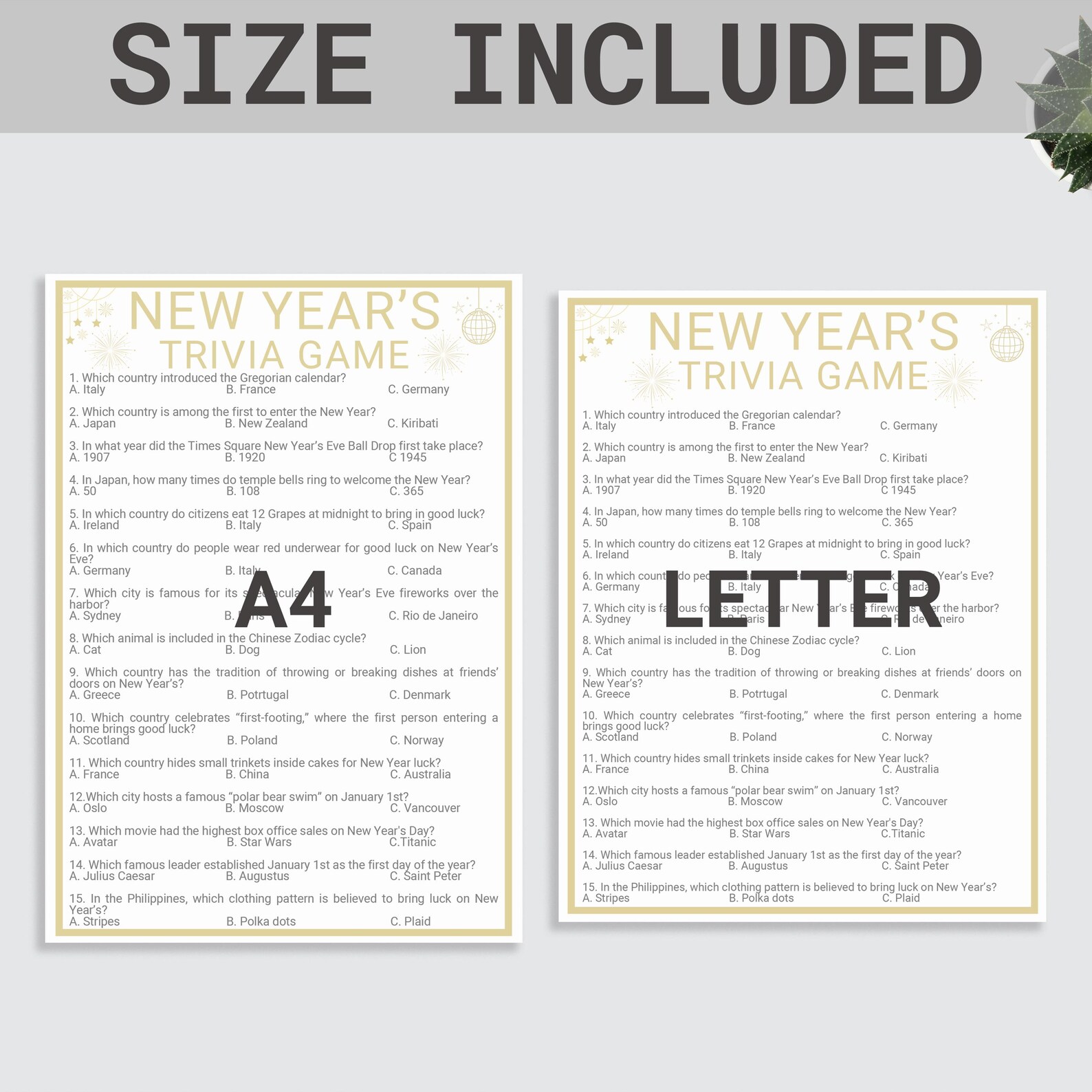 New Years Trivia Game | New Year's Eve Trivia Game | New Years Eve ...