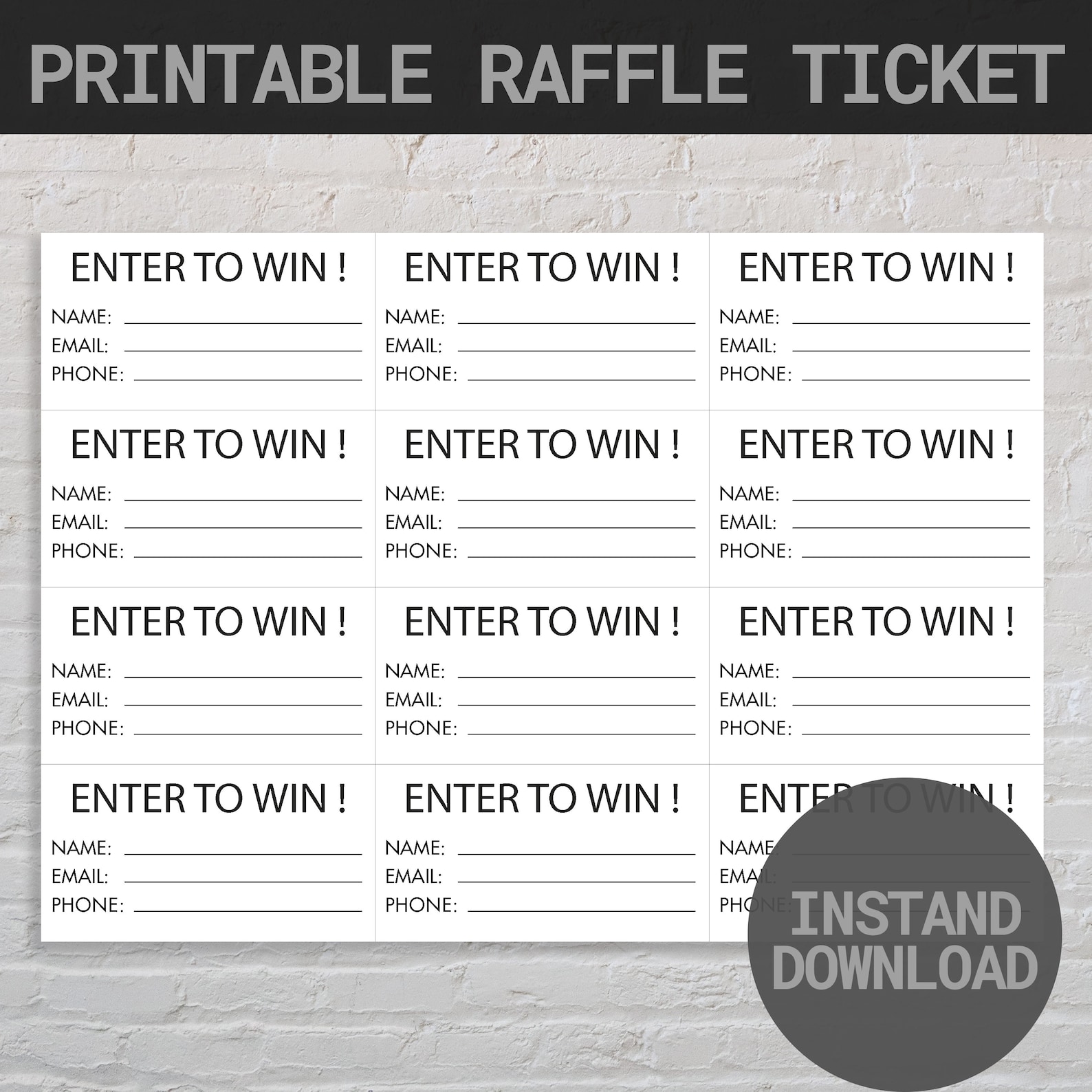 Printable Raffle Tickets | Enter to Win Tickets | Enter to Win ...
