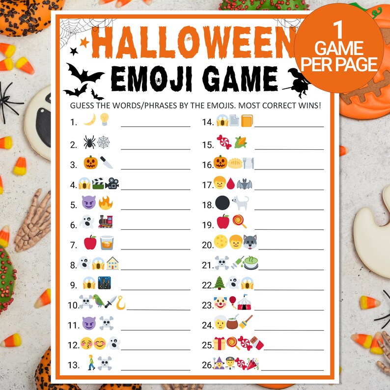 Halloween Emoji Game | Halloween Emoji Pictionary Game | Printable ...