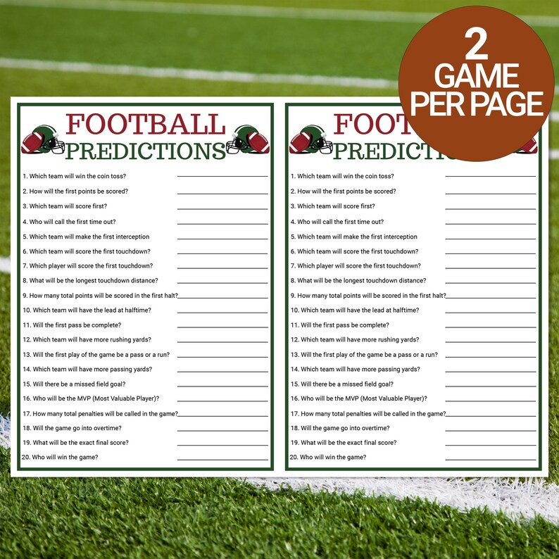 Football Game Predictions Game | Football Party Games | Printable ...