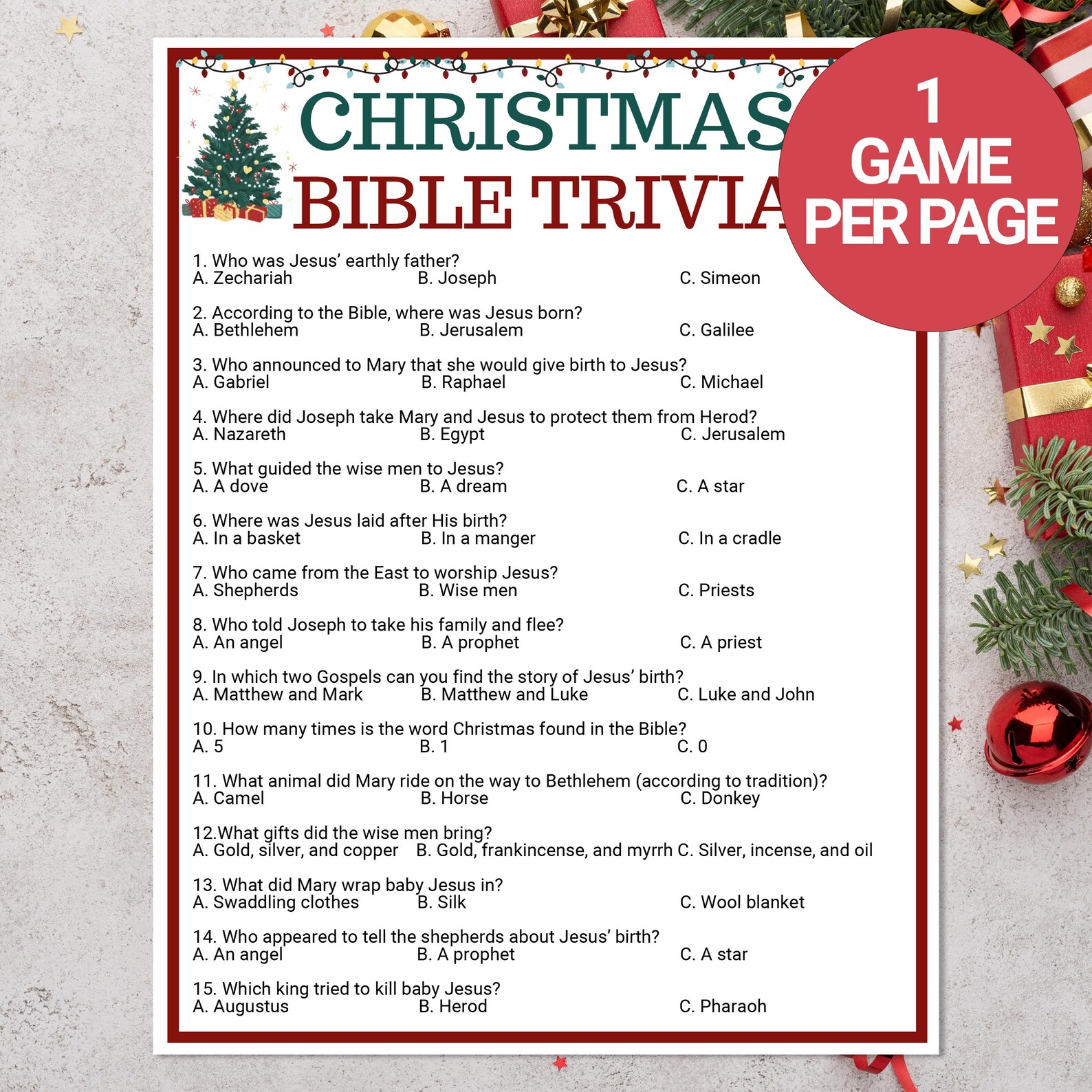 Christmas Bible Trivia Game | Christmas Nativity Game | Fun Christmas ...