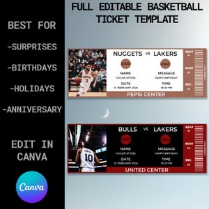 Custom Basketball Tickets | Printable Basketball Tickets Canva Template ...