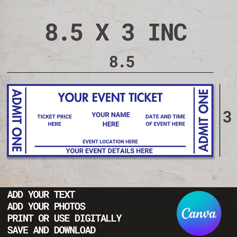 Editable Event Ticket Party Invitation Ticket Printable Event Ticket ...
