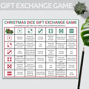 Christmas Gift Exchange Dice Game | Printable Christmas Party Group ...