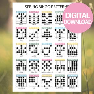 Spring Bingo Pattern | Spring Bingo Cards | Printable Spring Bingo ...