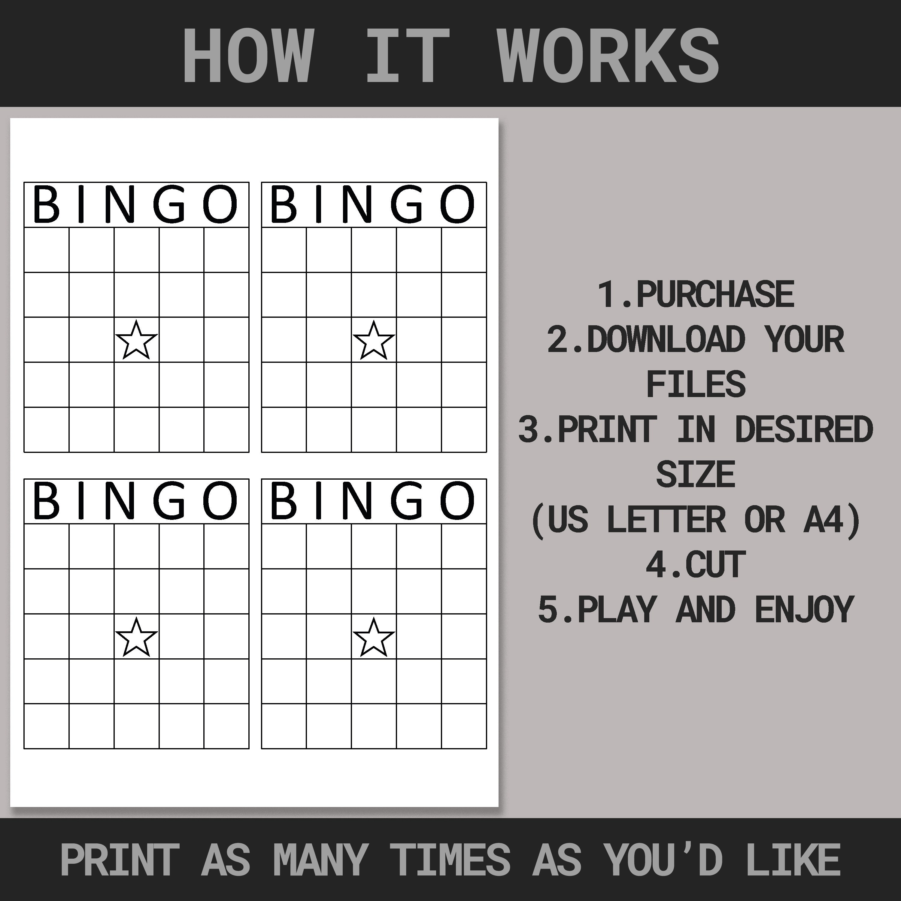 Blank Bingo Card Template | Fun Bingo Party Game | Printable Bingo Game ...