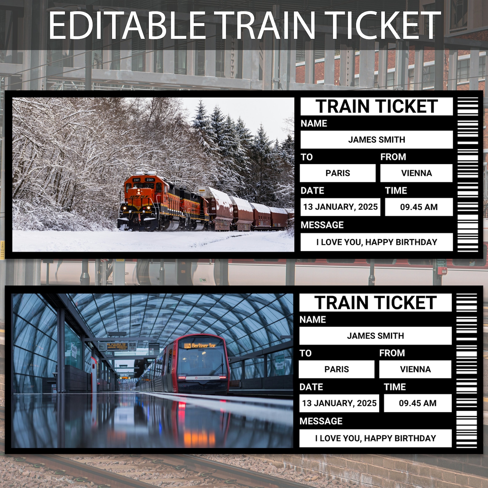 Train Ticket Template | Train Ticket | Editable Train Ticket Template ...