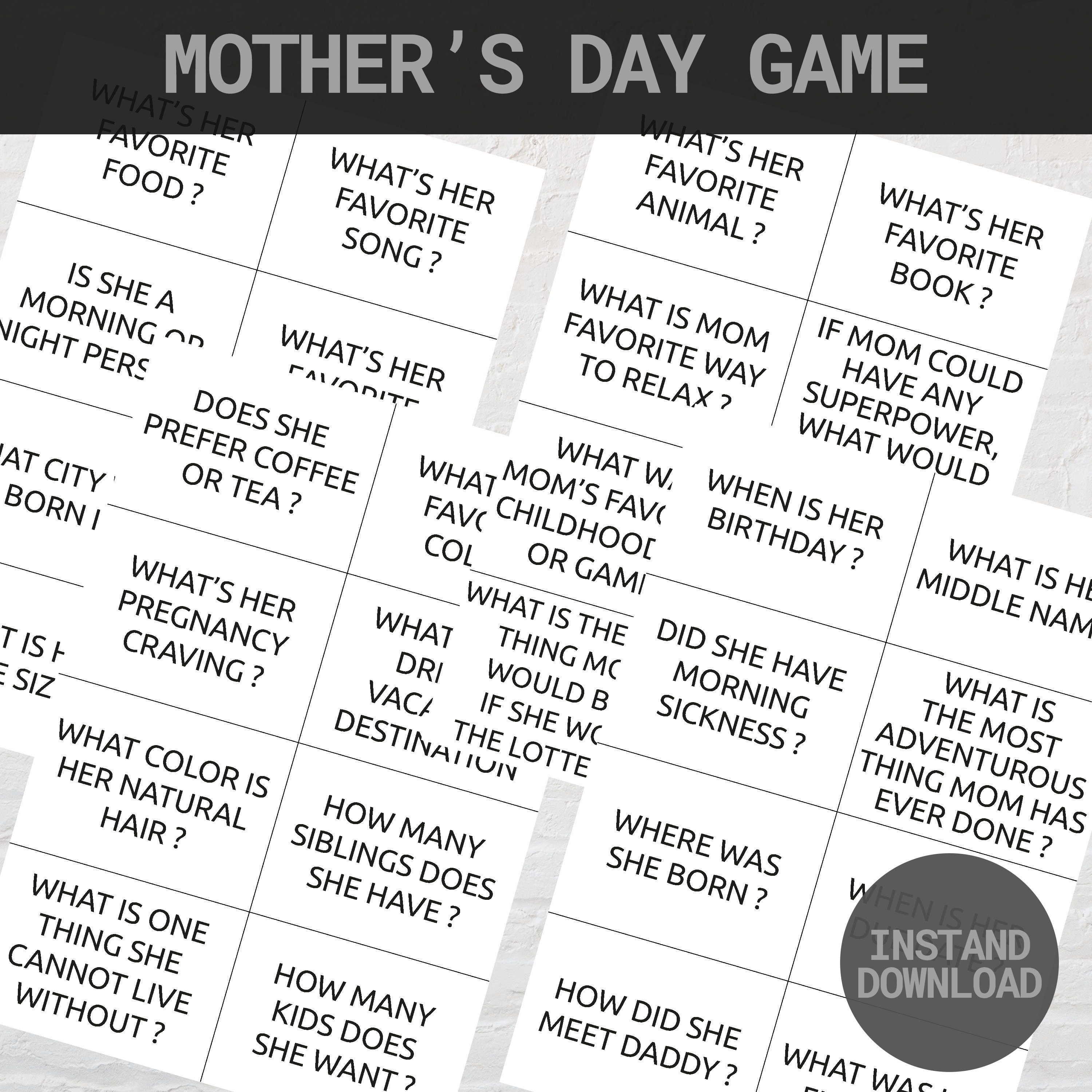 Mother's Day Party Games Who Knows the Mom to Be Best Who Knows Mommy ...