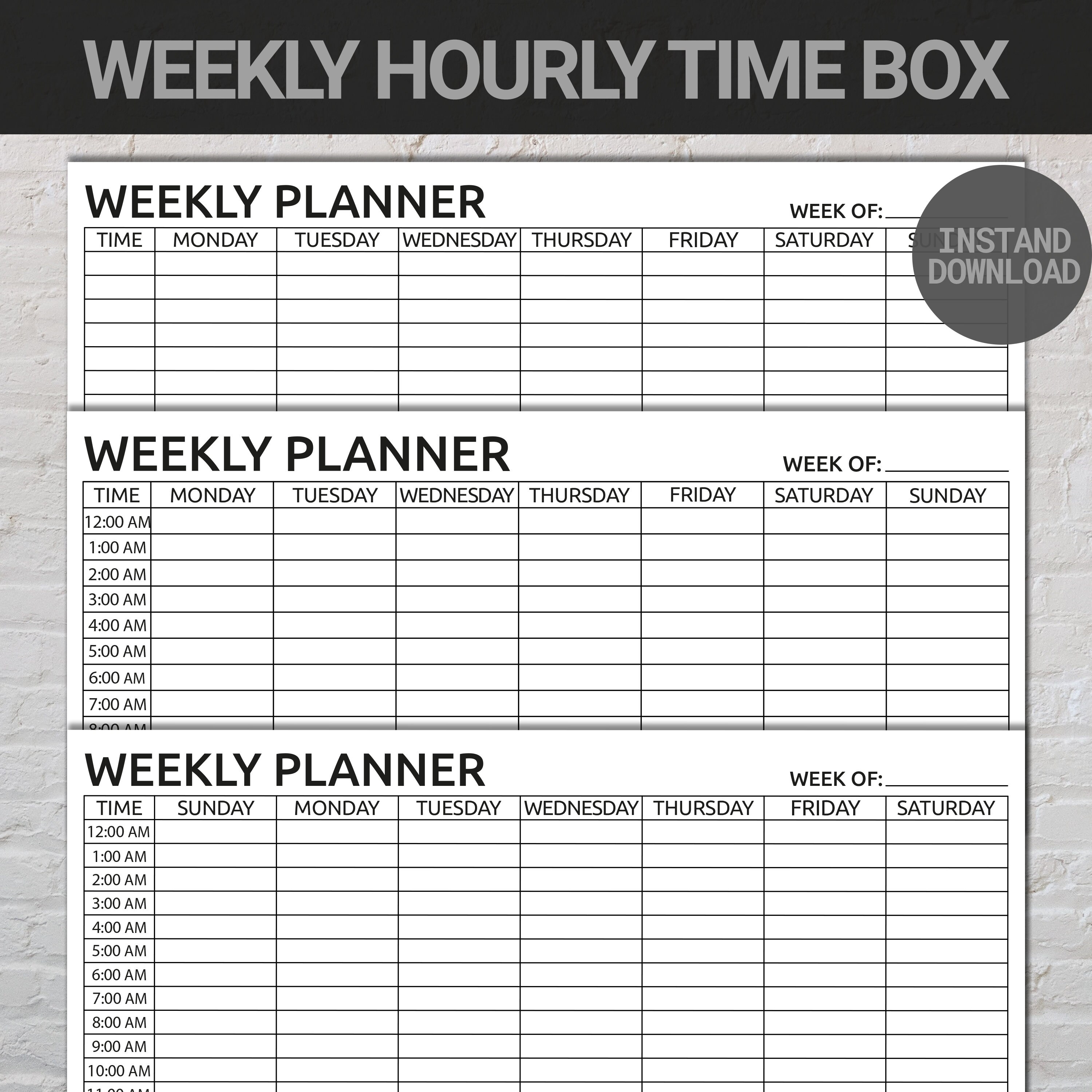Printable Weekly Planner | Weekly Schedule | Hourly Weekly Planner ...