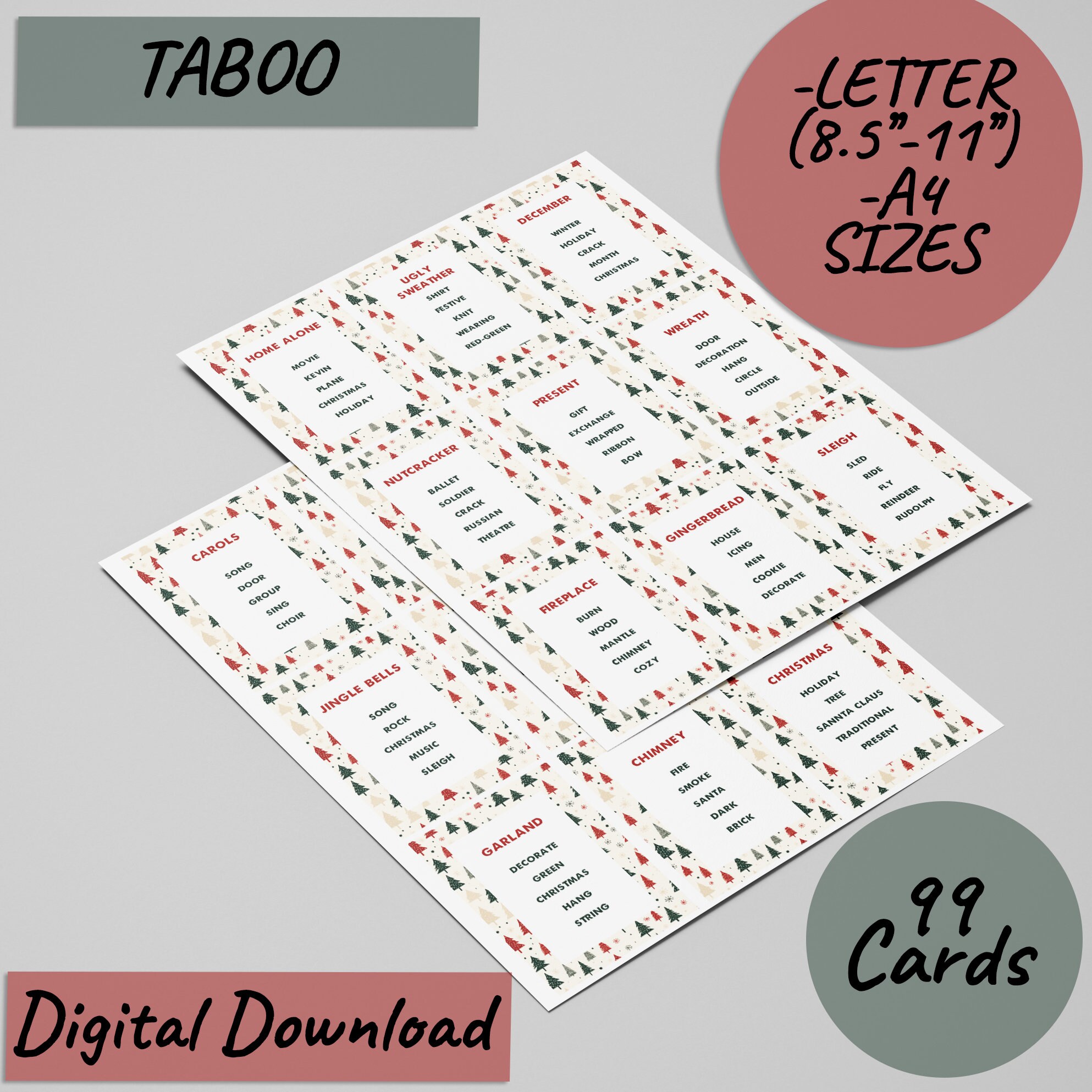 Christmas Taboo Game Christmas Forbidden Words Printable Christmas ...