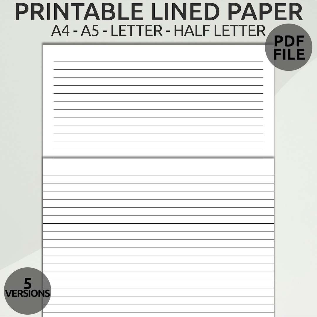 Printable Lined Paper Bundle | Printable Lined Paper | Printable Note ...